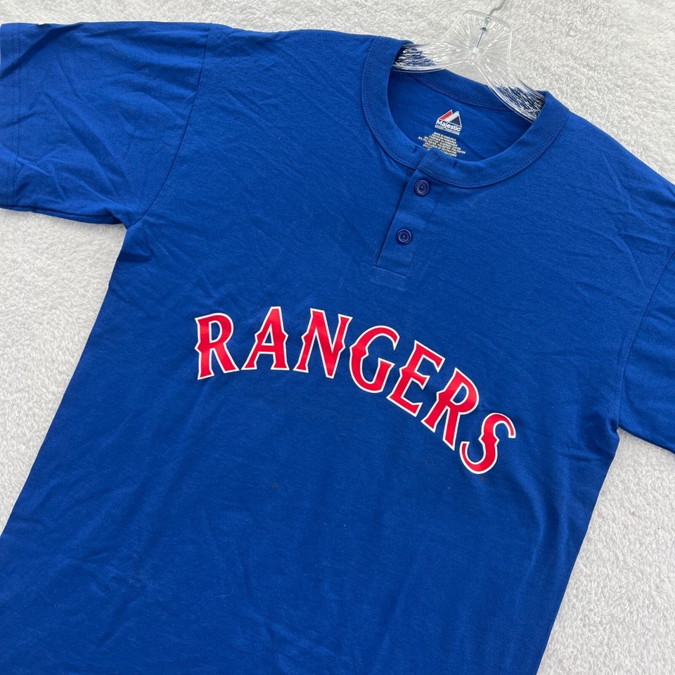 Texas Rangers Shirt Mens Medium Blue MLB Baseball Jersey Henley Tee ...