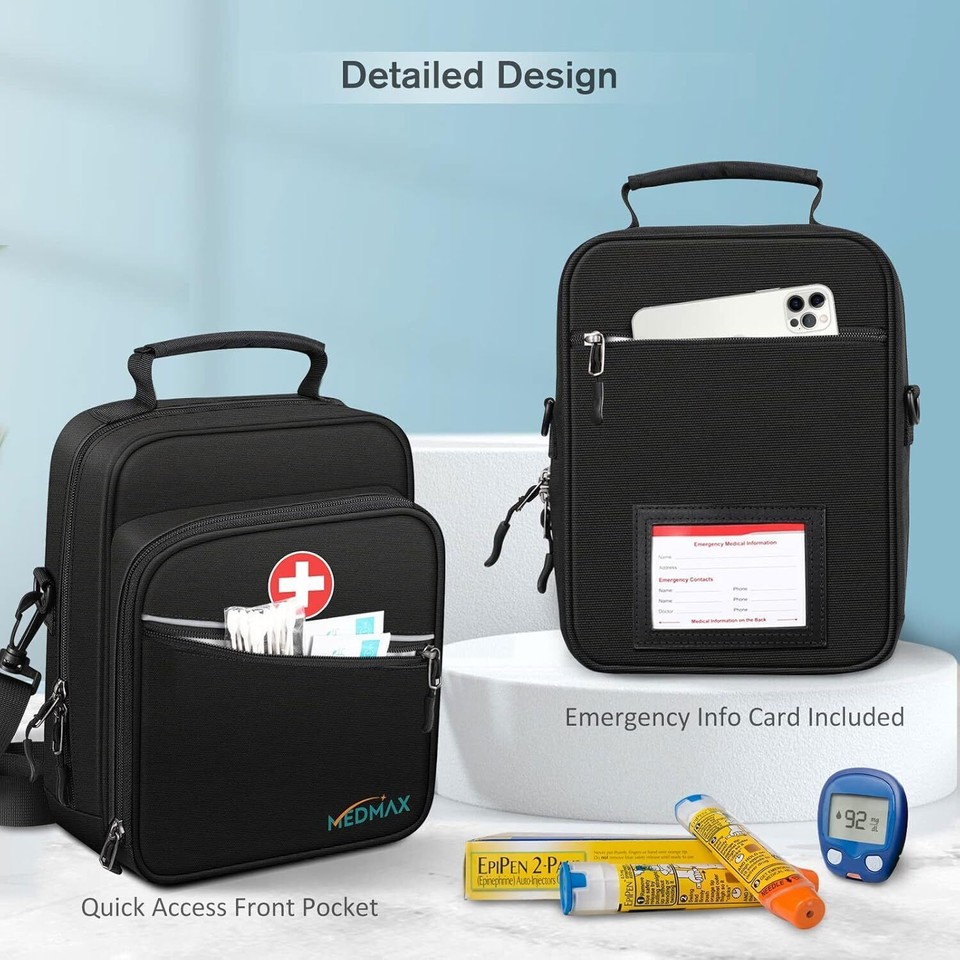 Travel Medication Diabetes Organizer Bag Insulin Cooler EpiPen Carrying ...
