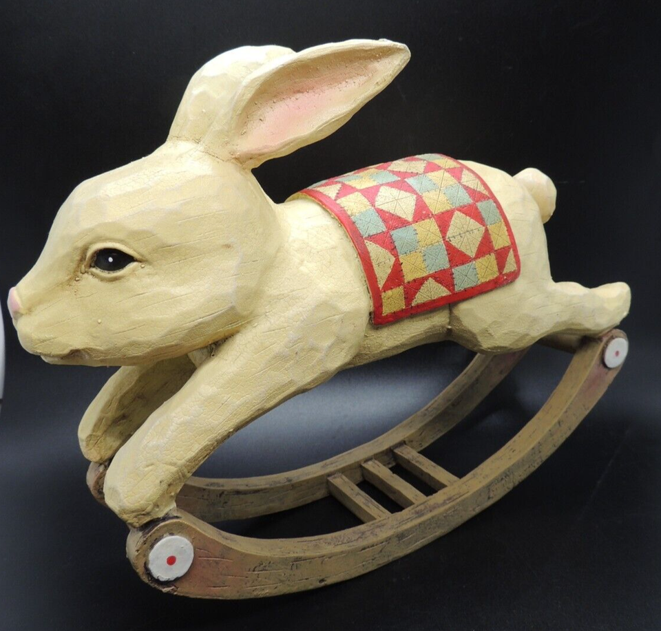 Rocking Rabbit Bunny with Quilt Folk Art Decor Easter Spring Folk Art ...
