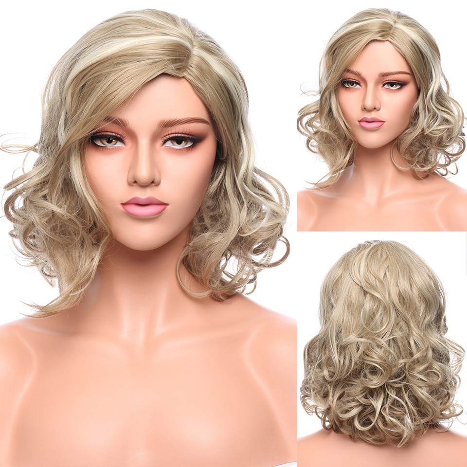 Women Short Bob Hair Wig With Bangs Heat Resistant Synthetic Cosplay ...