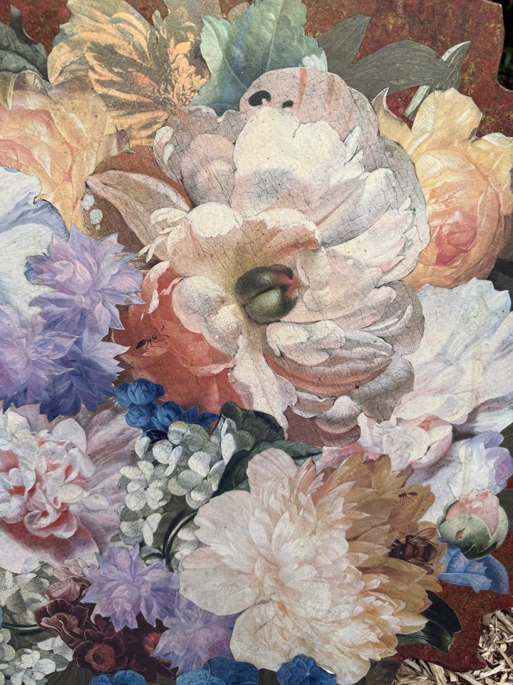 Late Victorian Floral Wooden Fire Screen Antique Dummy Board Cut Out ...