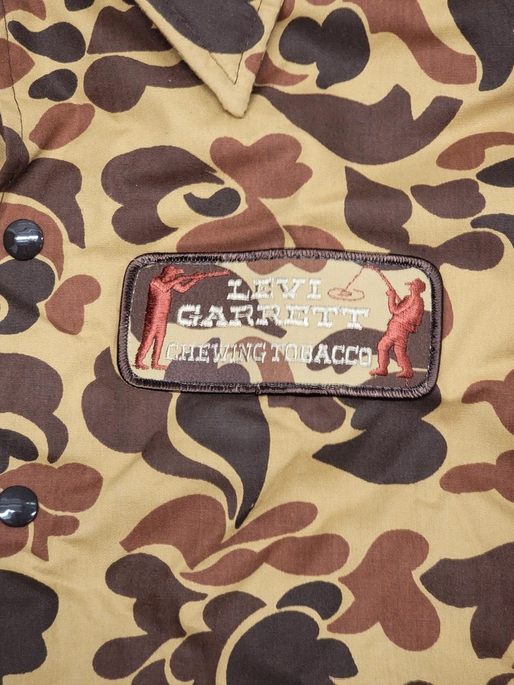 Vintage Swingster Jacket Mens XL Brown Camo Levi Garrett Patch Tobacco ...