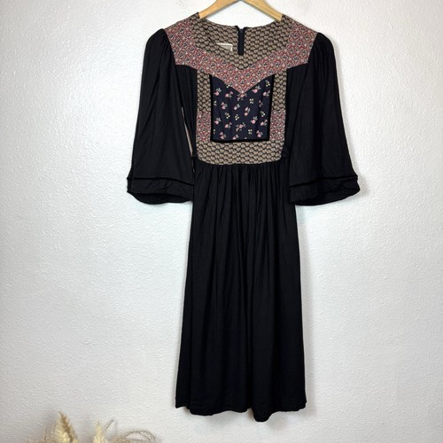 Vintage Young Edwardian Dress Size 5 Black Tie Back Boho Prairie ...