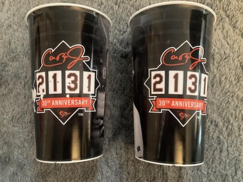 2 CAL RIPKEN JR 2131 Beverage Cups Orioles 30th Anniversary 9/6/25 SEE ...
