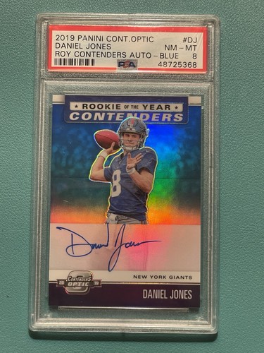 2019 Contenders Optic Daniel Jones ROY Contenders Auto RC Rookie Blue ...