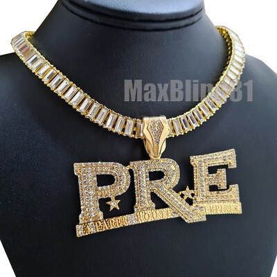 Hip Hop Young Dolph PRE Pendant & 18" 20" 24" Iced Baguette Chain Bling ...