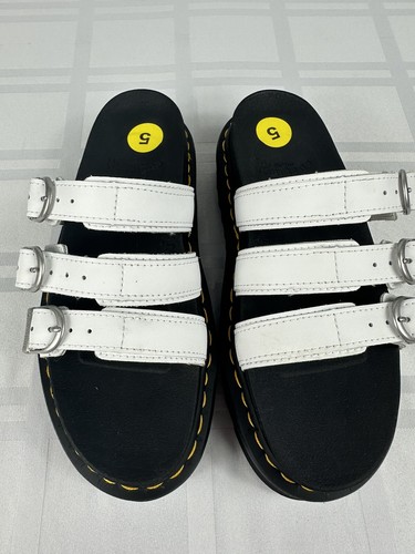 Doc Martens Blaire Flower Buckle Platform Boho Slides Sandals White ...