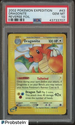 2002 Pokemon Expedition #43 Dragonite Reverse Foil PSA 10 GEM MINT | eBay