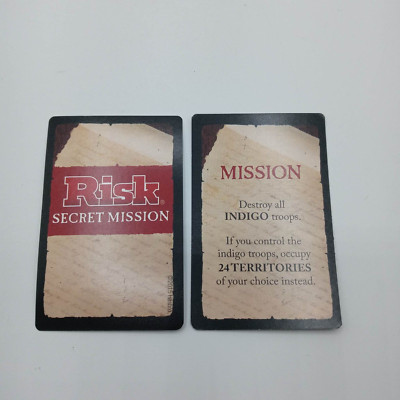Risk 2015 SECRET MISSION CARD Destroy Indigo Troops Game Replacement ...