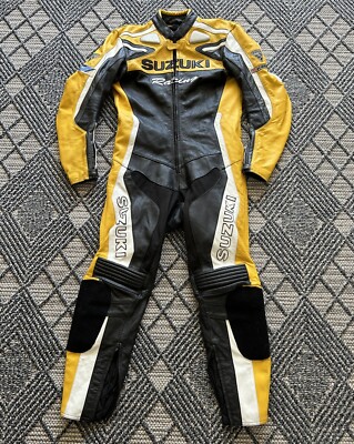 Suzuki Motorcycle Road Racing Armored Leathers Track Day Suit | Size L ...