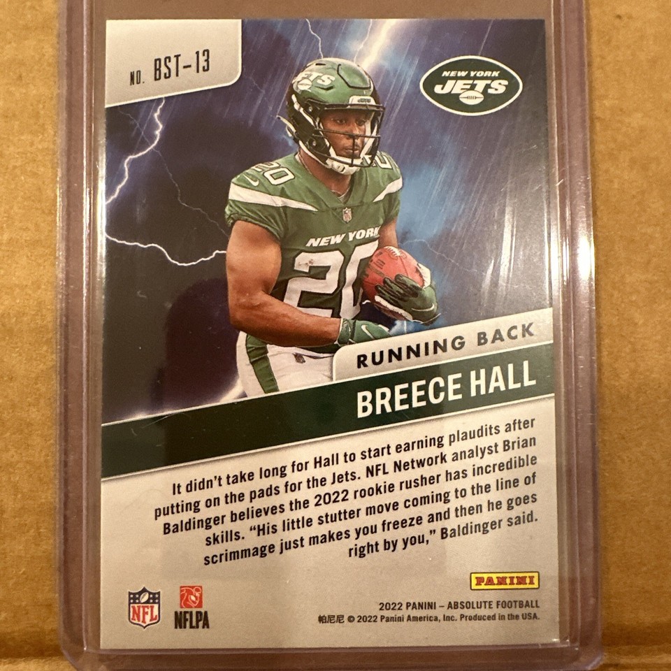 2022 Panini Absolute BREECE HALL By Storm Rookie Insert RC #BST-13 - NY ...