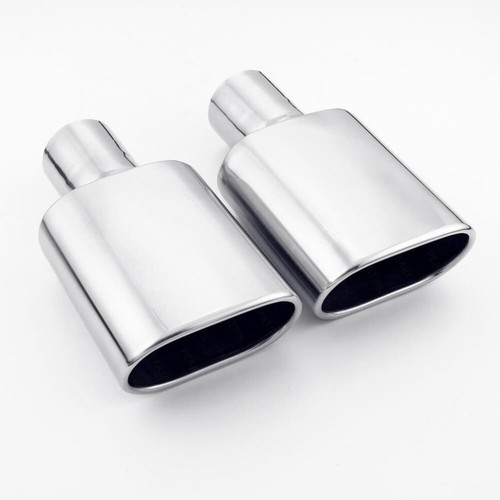Exhaust Tailpipe Tips 2.5" Inlet Oval Out Slant 10" Length 2PCS Weld On ...