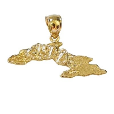 14k Yellow Gold CUBA Map Pendant / Charm, Made in USA | eBay