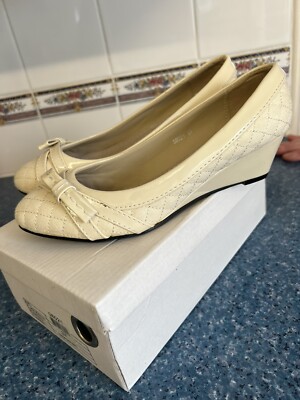 Coco Perla Beige shoes Apricot heels small wedge size 4 EUR 37 | eBay UK