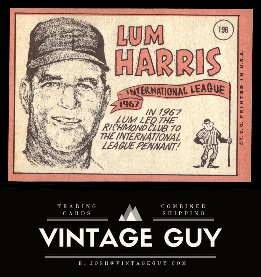 1969 Topps #196 Lum Harris Vintage Atlanta Braves Baseball Card | eBay