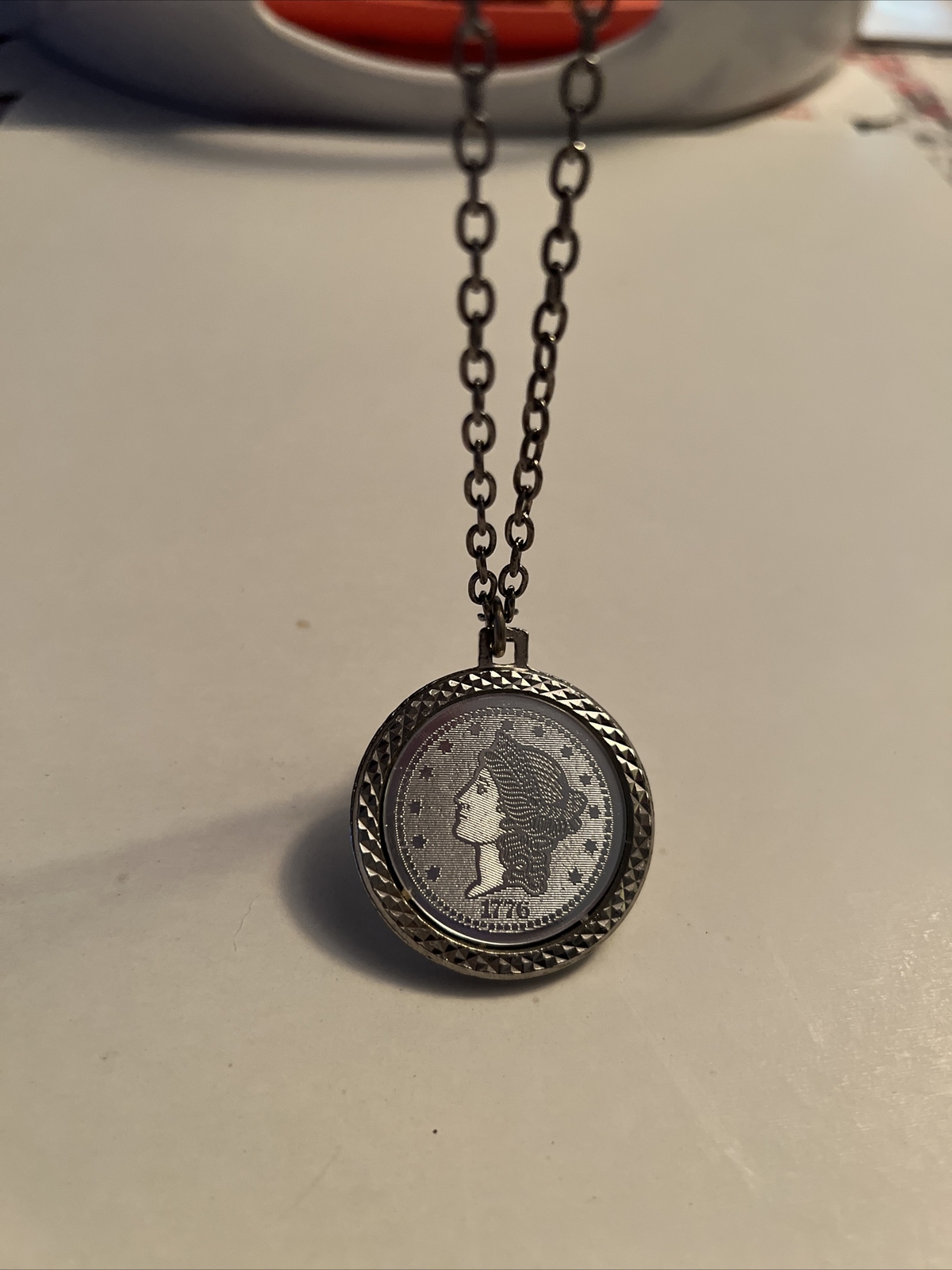 Vintage Bicentennial 1776 Twenty D Coin Necklace Pend… - Gem