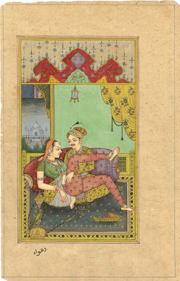 Kaiser Akbar Und Jodha Bai Verliebt Szene - Vintage Mughal Malerei 15 ...