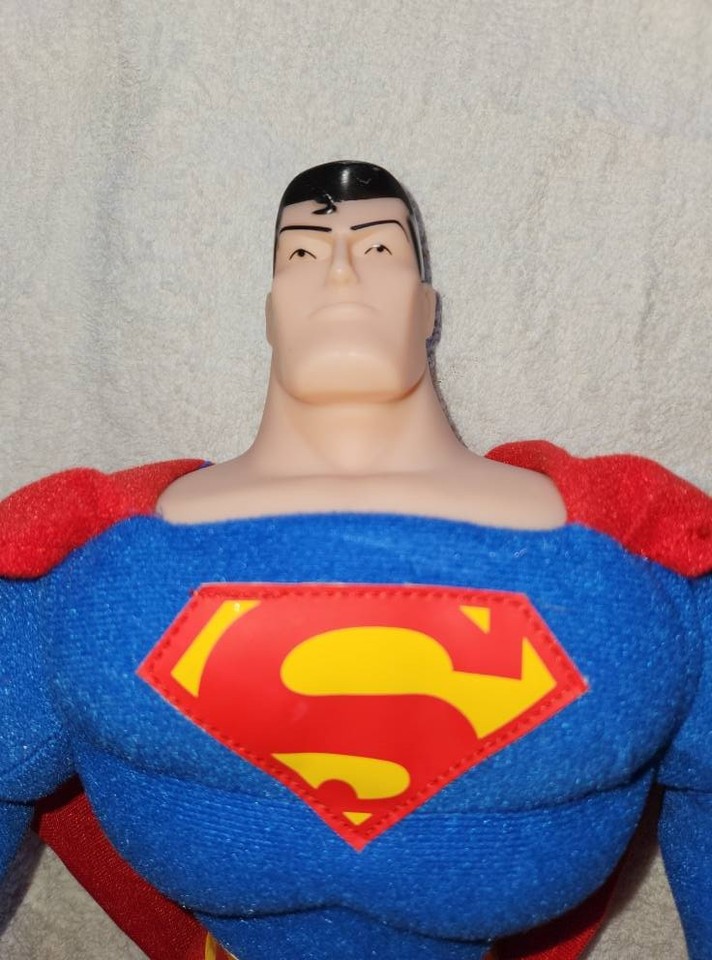 LARGE 17” 2019 SUPERMAN PLUSH TOY W/ PLASTIC HEAD RARE DC Comics Sleep ...