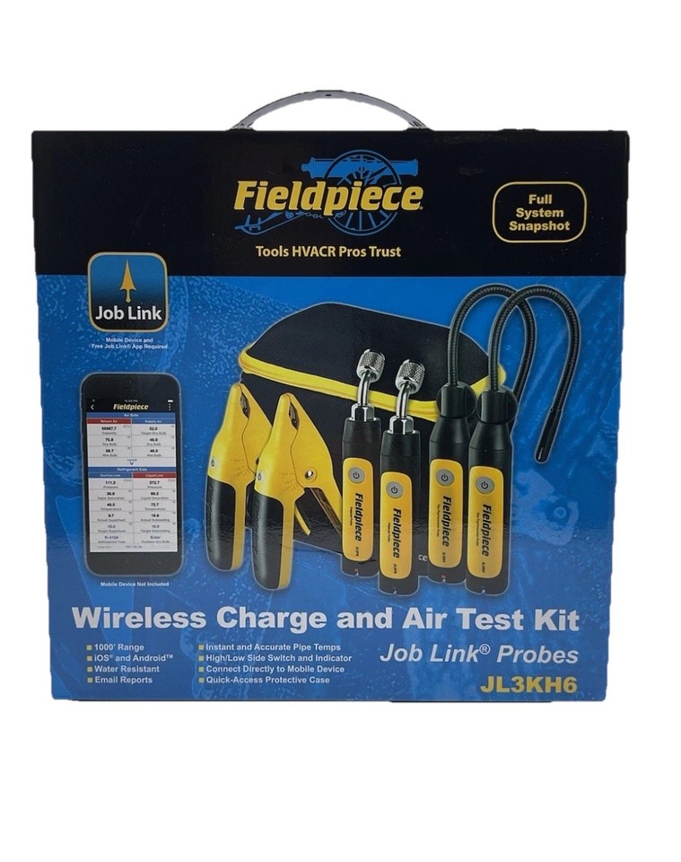 Fieldpiece JL3KH6 Job Link™ Probes Wireless Charge and Air Test Kit ...