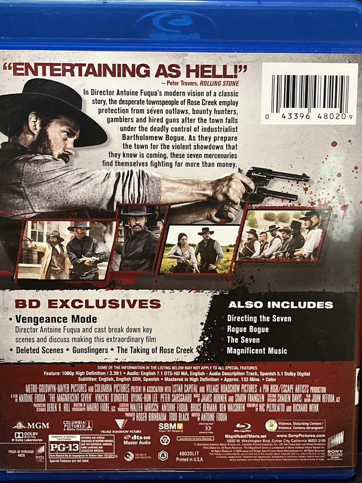 The Magnificent Seven (Blu-ray, 2016) NO Digital Code 43396480209| eBay