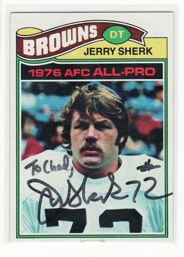 JERRY SHERK CLEVELAND BROWNS 1977 TOPPS #420 OKLAHOMA STATE AUTOGRAPHED ...