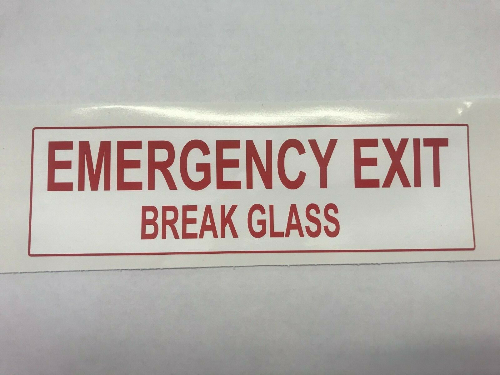 Bus Coach Sticker Self Adhesive Sign - EMERGENCY EXIT BREAK GLASS - Red ...