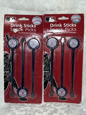 New Boston Red Sox MLB Drink Sticks Snack Picks Baseball 2 - 6 packs ...