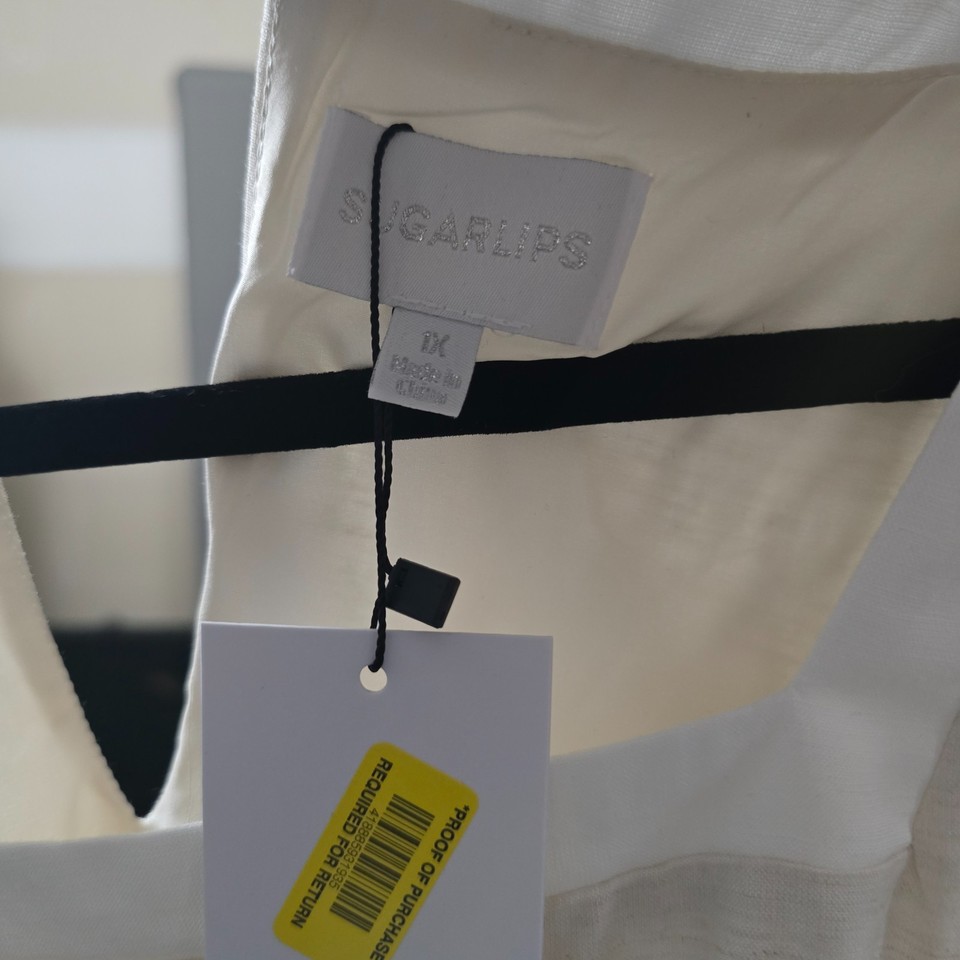 Sugarlips Curve Scallop Shift Mini Dress Cream Plus XL NWT Pockets Lace ...