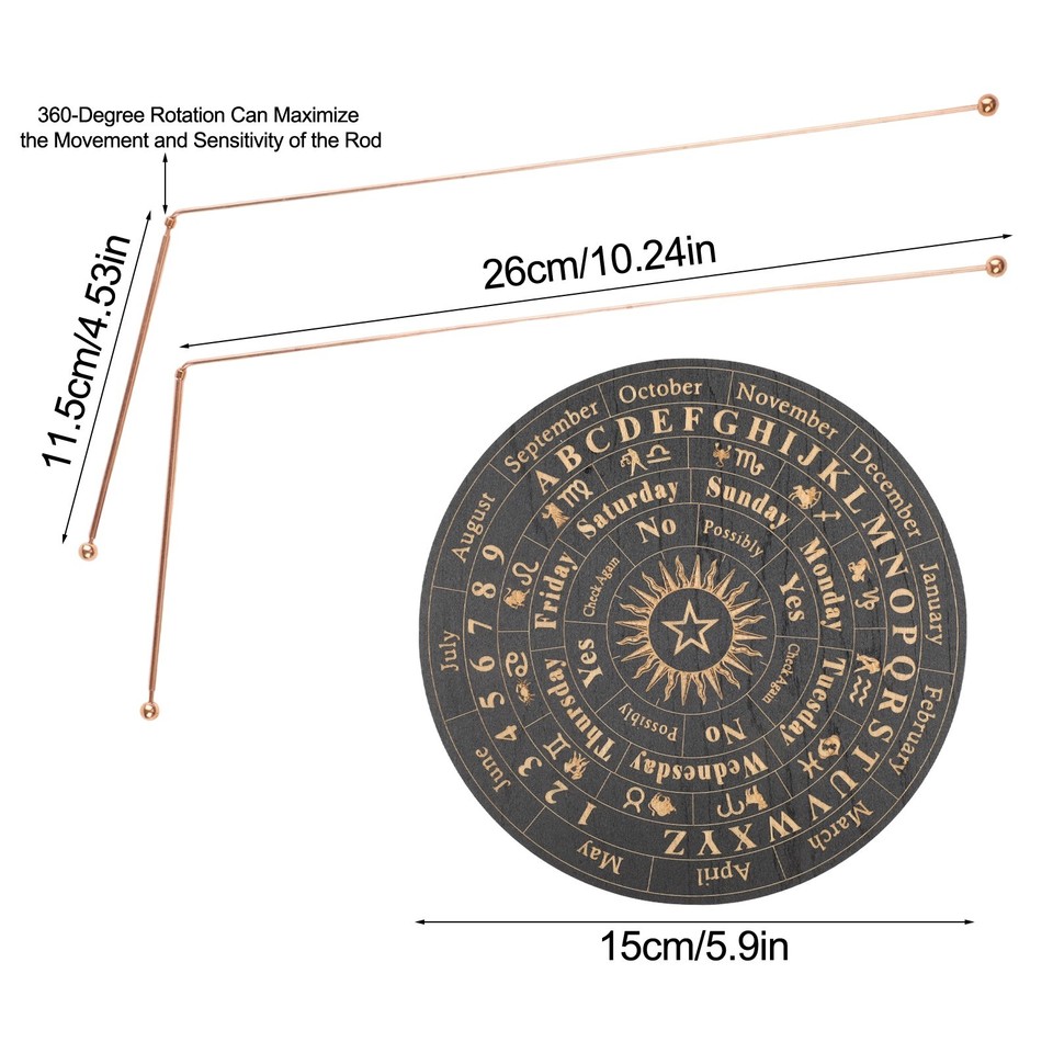 2 Telescopic Dowsing Rods and Wooden Pendulum Pad for Effective Water ...