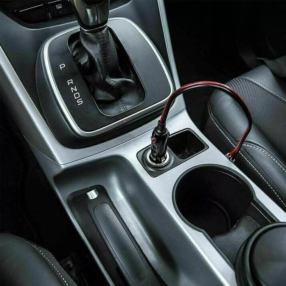 12V ~ 24V Fused Male Car Cigarette Lighter Socket Plug Connector Cable ...