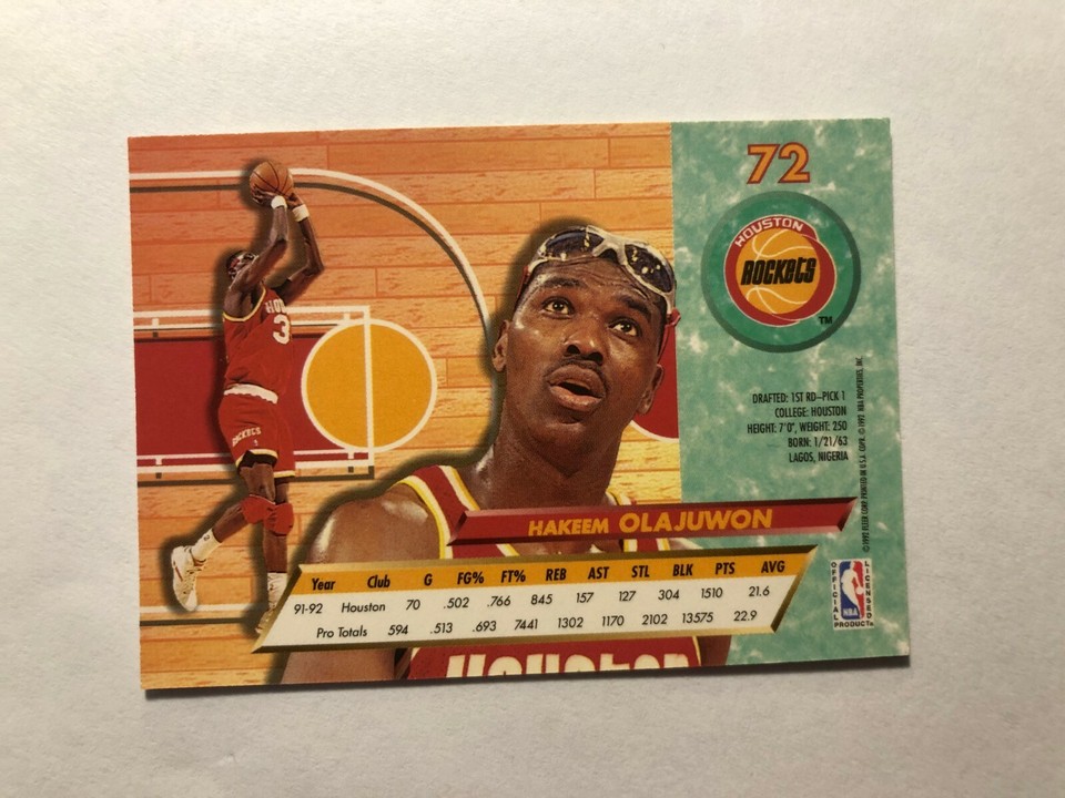 1992 HAKEEM OLAJUWON Fleer Ultra # 72 Basketball Card Made in USA | eBay