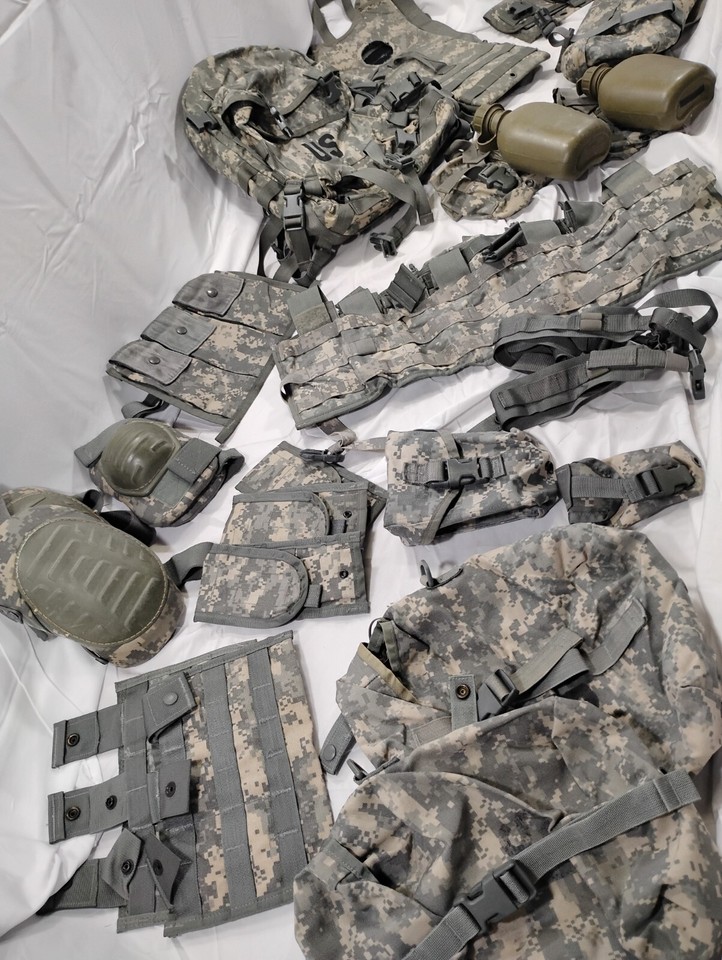 Army TAPS W HARNESS 21 Piece Pouch Kit ACU Chest Rig Vest Good Used UCP ...