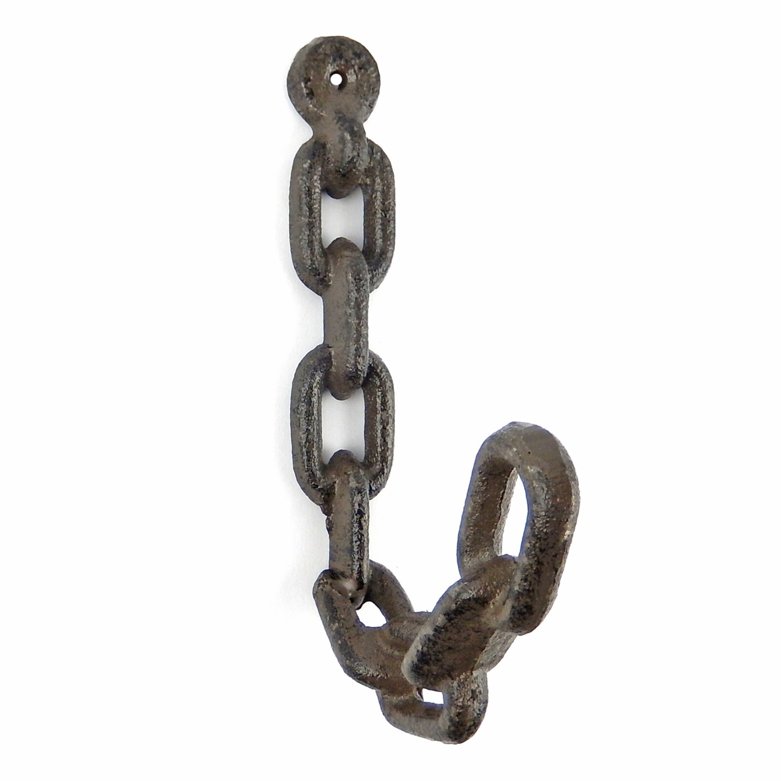 Chain Link Wall Hook Industrial Coat Hanger Garage Rustic Brown Cast ...