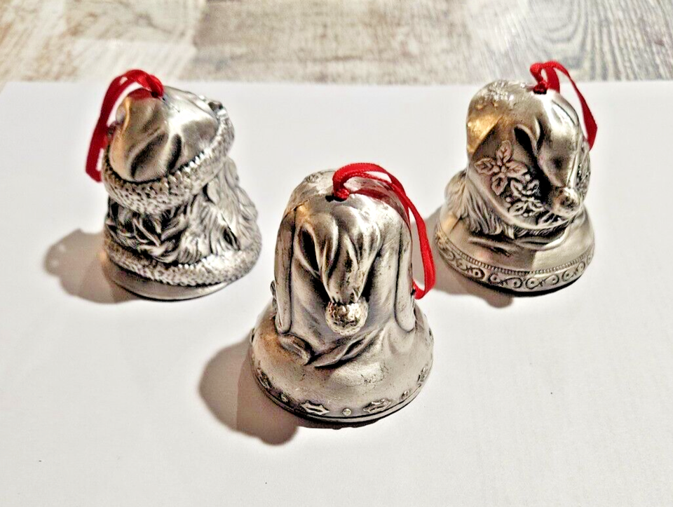 Hallmark Brass Ornament Santa And Sleigh & Reindeer 6" and 3 Pewter ...