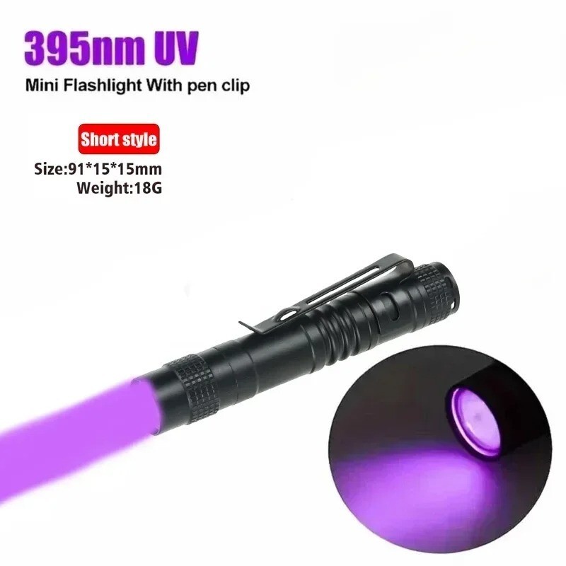 UV Pen Light 395nm Black Light Portable Ultra Violet Pocket Flashlight ...