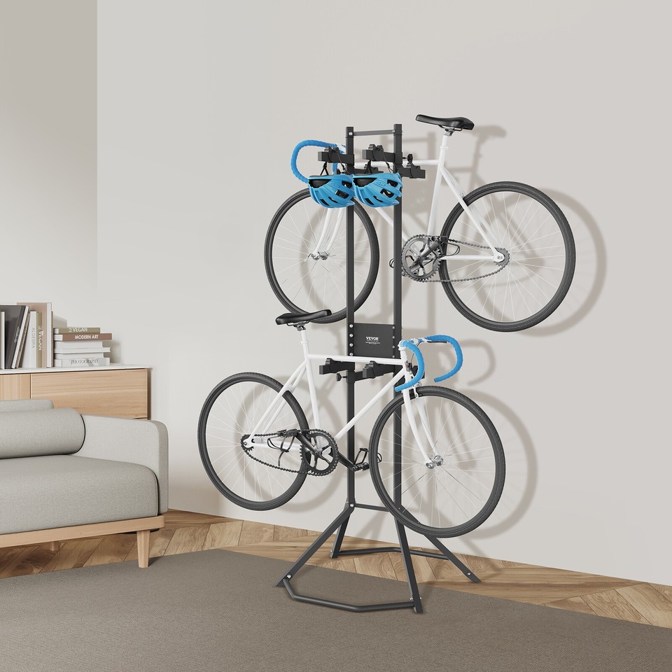 VEVOR 4 Bike Storage Rack, Free Standing Vertical Bike Rack Holds Up to ...