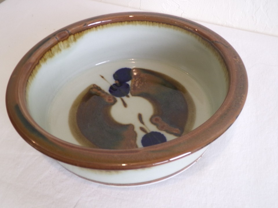 Sam Scott Northwest Art Pottery Bowl 9” Signed Brown Blue Berry Hand ...
