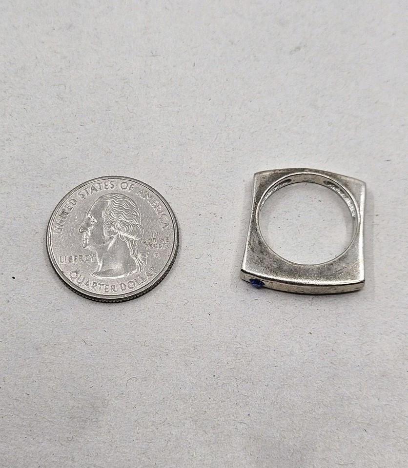 Sterling Silver 925 Blue Sapphire Stone "Joann" Ring Size 7 5mmW 7.4g | eBay