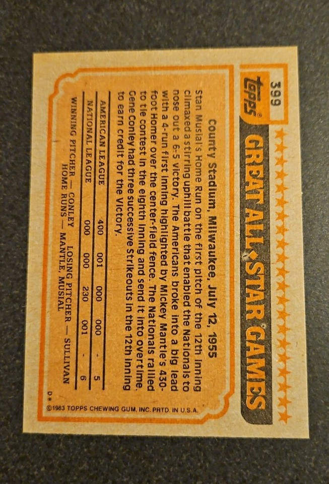 1983 Topps *DOUBLE MISPRINT ERROR CARD* #399 MIKE SCHMIDT NL Near Mint ...