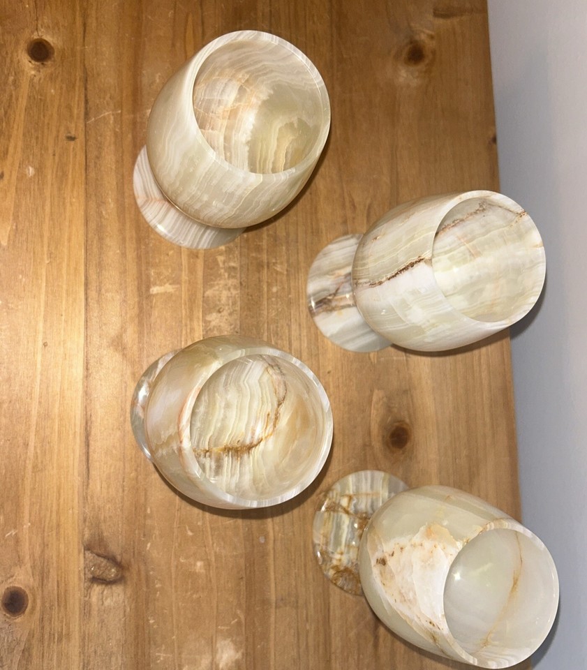 Marble Onyx Alabaster Goblets Chalet Glasses Set Of 4 Vintage | eBay
