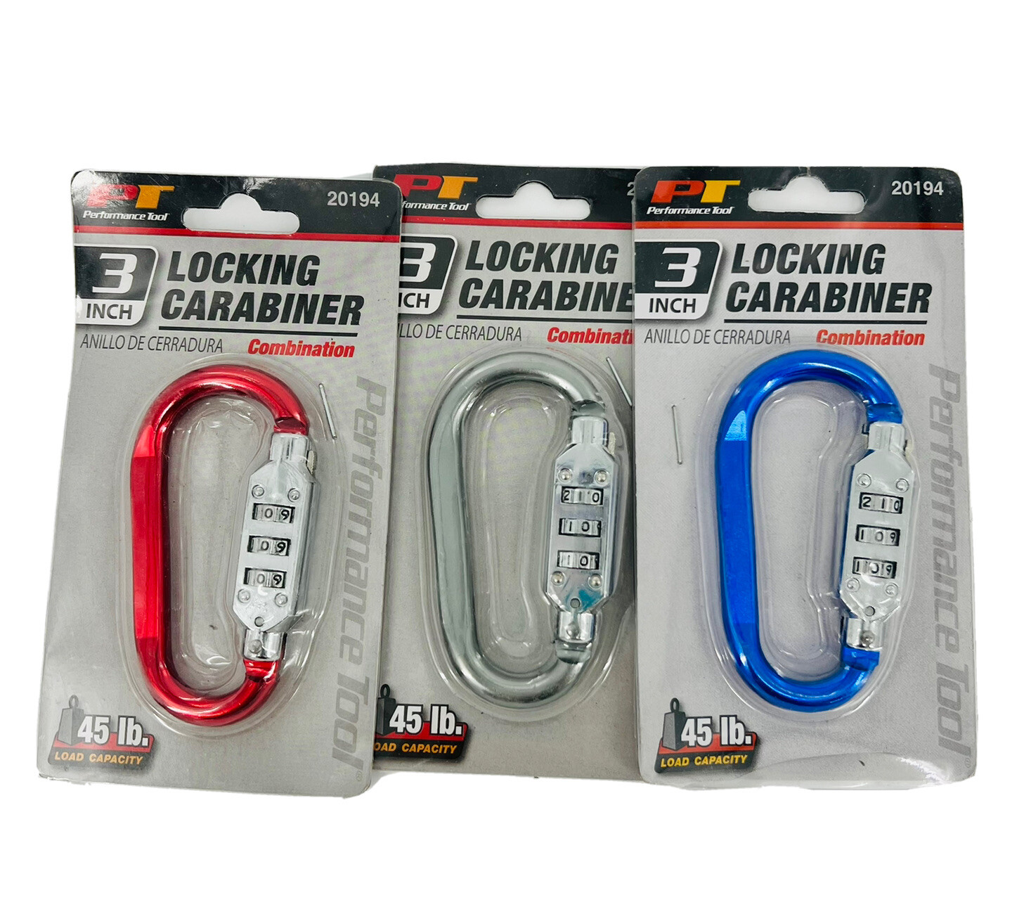 Performance+Tool+20194+3%22+Combination+Lock+Carabiner+Blue for sale ...