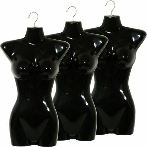 Female Body Form black plastic torso mannequin store clothing display ...