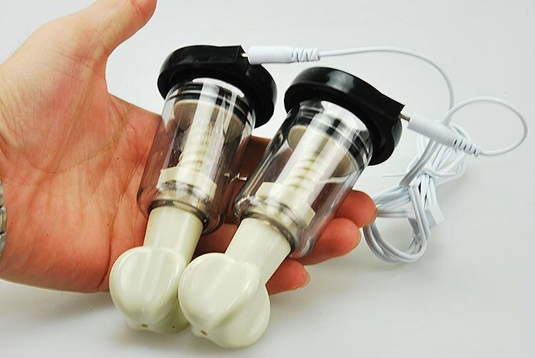 E-Stim Shock Nipple Suction Pump Breast Stimulation Enlarger ...