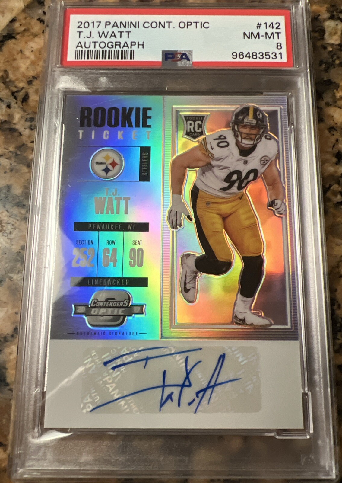 2017 contenders optic TJ Watt Rookie Auto PSA 8 | eBay