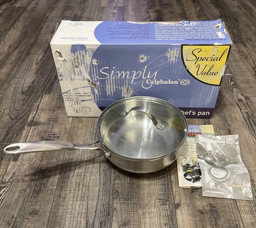 Simply Calphalon Stainless Steel 2 Qt. Chef’s Pan Glass Lid *New ...