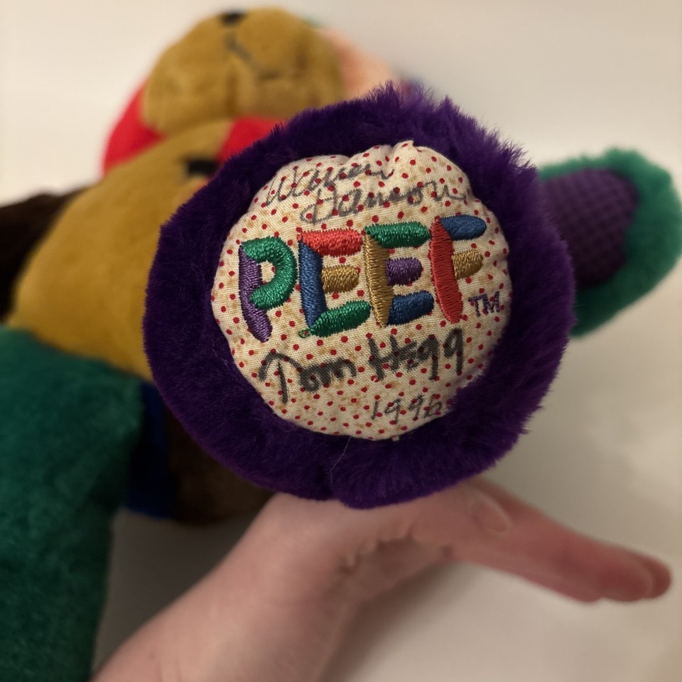 *SIGNED* 1996 Peef The Christmas Bear 15" Plush Stuffed Animal with tag ...