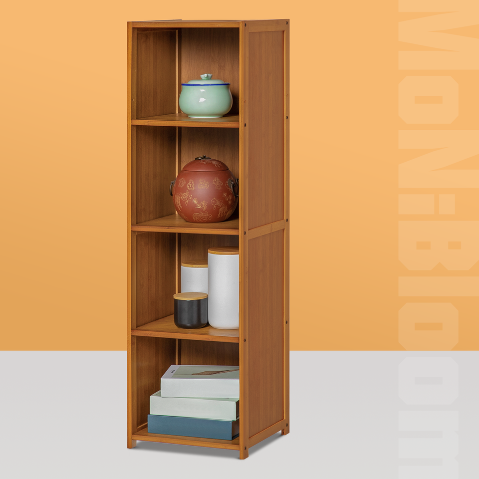 12" Bamboo Bookcase [ADJUSTABLE SHELF] Book Storage Toys Organizer ...