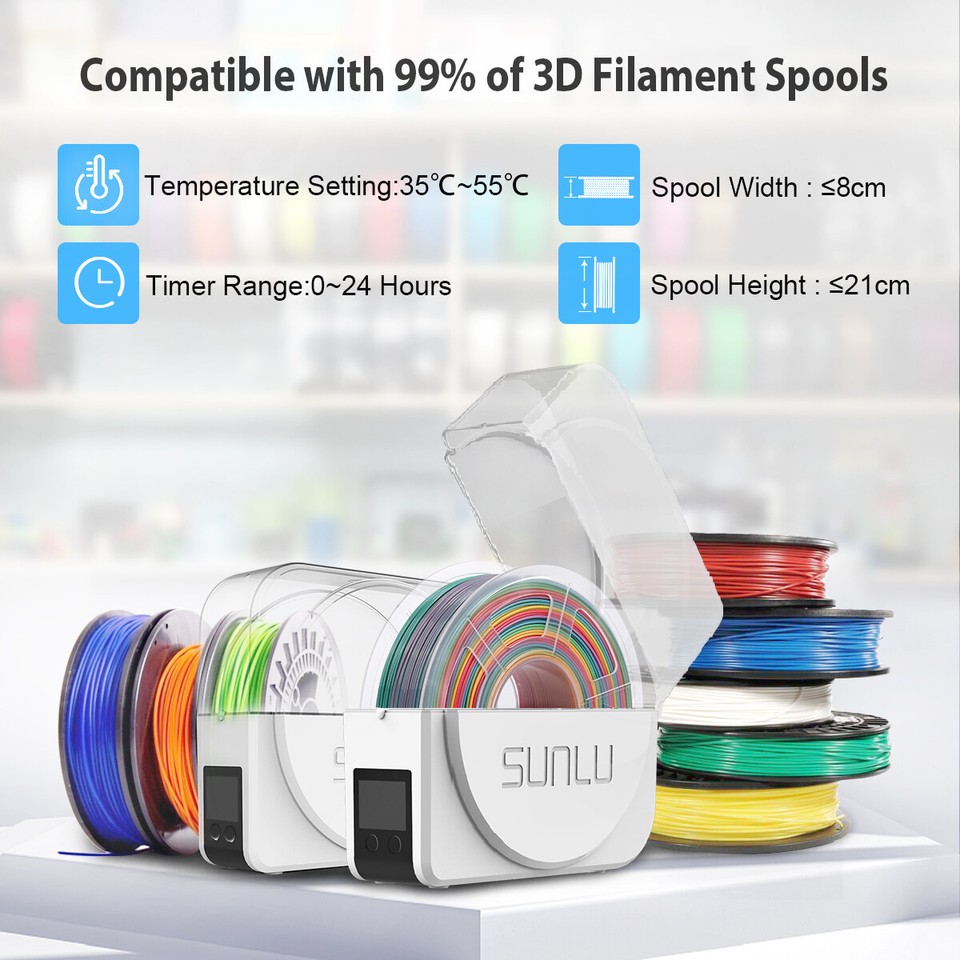 SUNLU 3D Printer Filament Dryer Box Upgraded S1 Plus with Fan,Filament ...