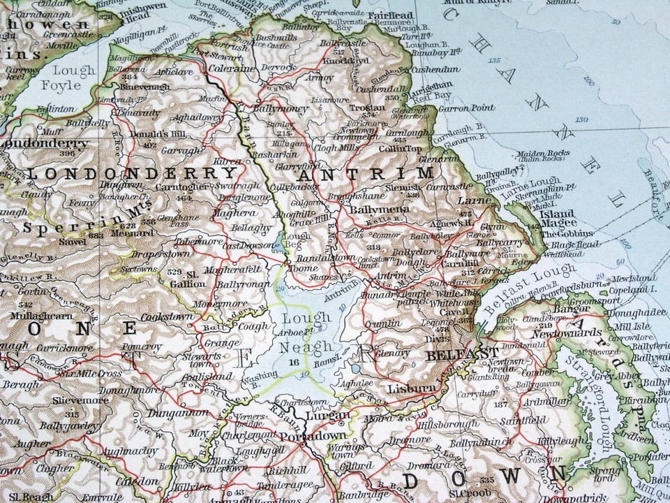 1914 ORIGINAL ANTIQUE MAP OF IRELAND / DUBLIN ULSTER CONNAUGHT LEINSTER ...