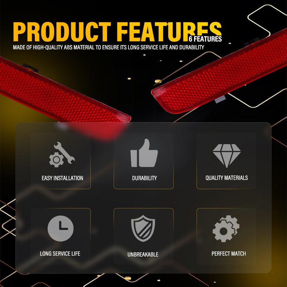 Red Rear Bumper Reflector Lenses For 2003-2012 Land Rover Range Rover ...